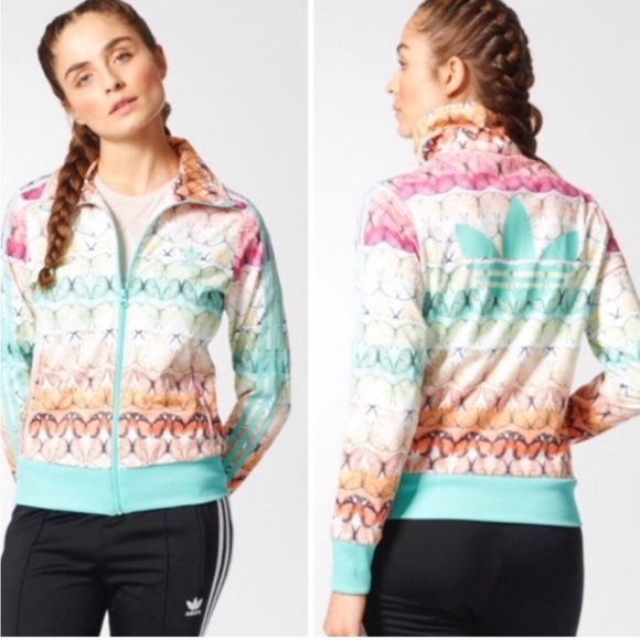 adidas | Jackets & Coats | Adidas Firebird Track Butterfly Rainbow ...